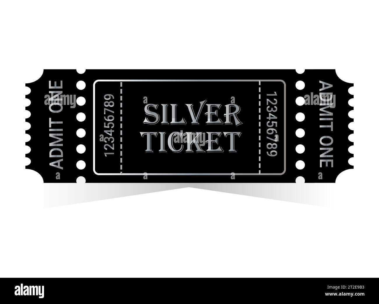 Silver ticket isolated on white background. Useful for any festival ...