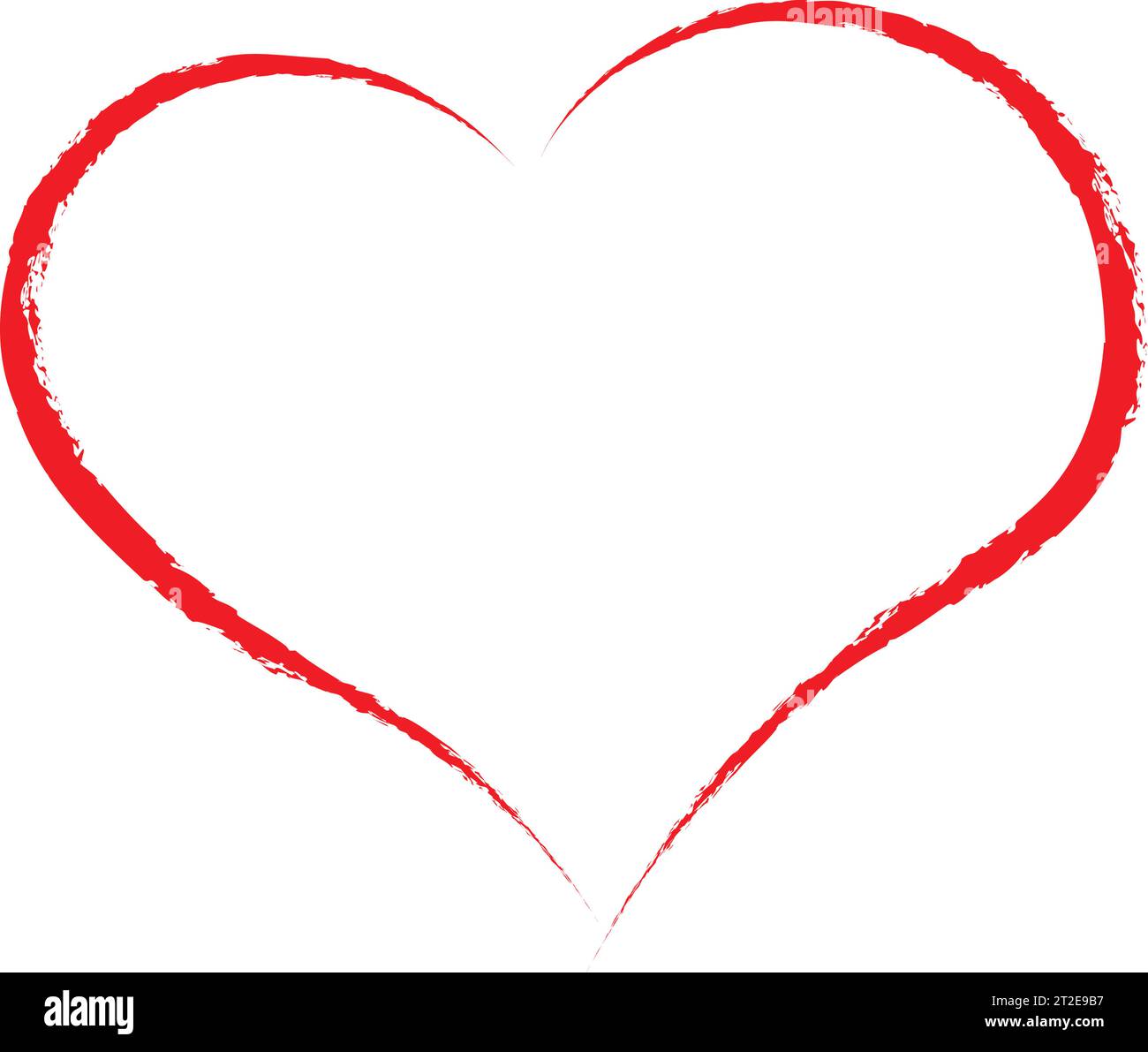 Red heart shape frame. Grunge rough brush stroke. Decorative design ...