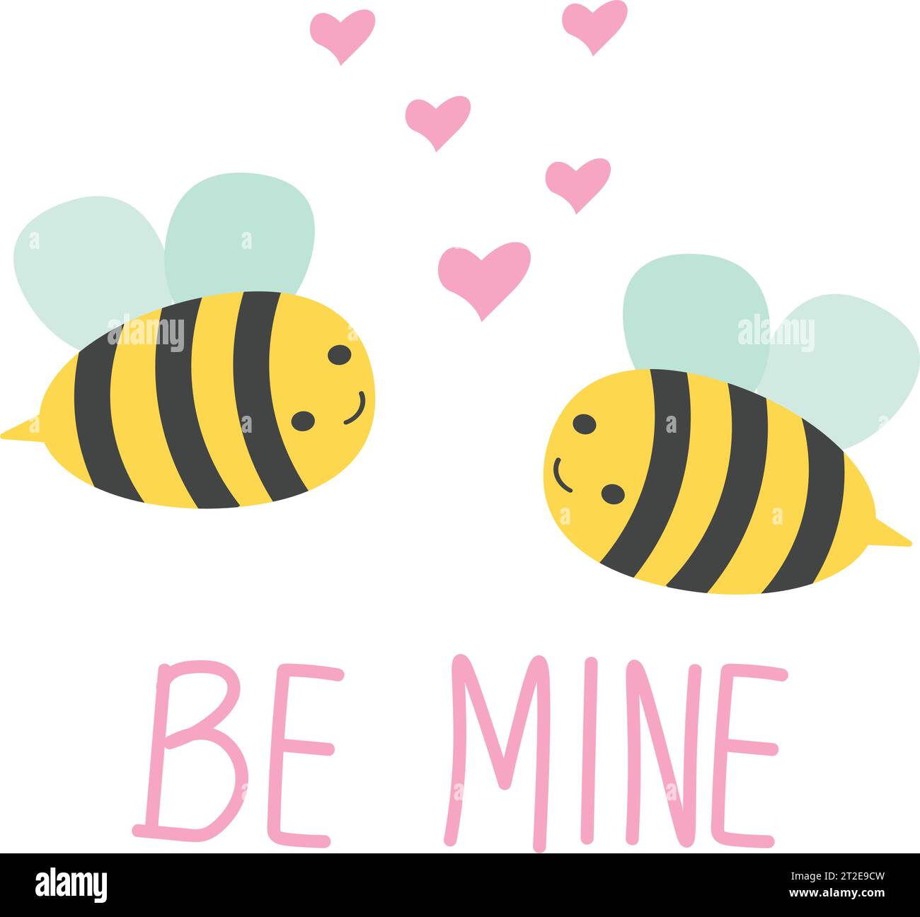 Valentine's day background with cute bee cartoon and heart sign symbol ...