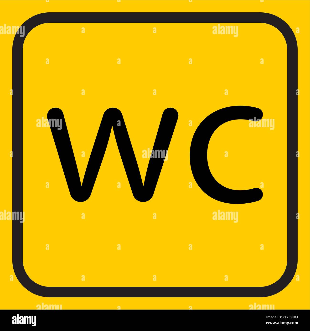 WC line icon on yellow background. Linear style toilet symbol. Restroom ...