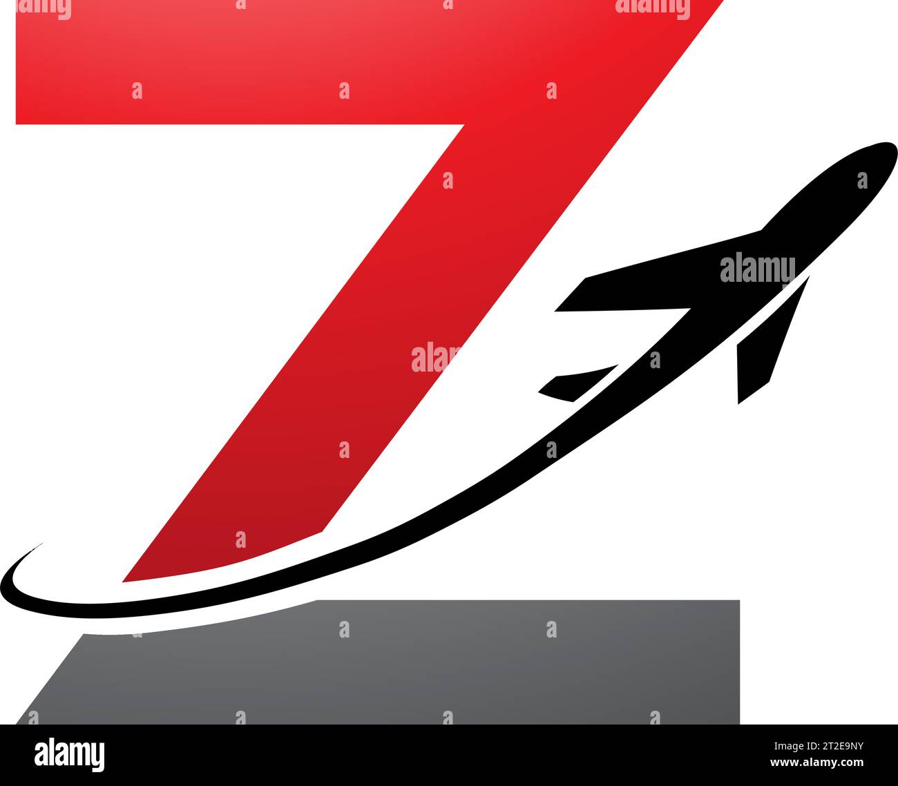 Red and Black Uppercase Letter Z Icon with an Airplane on a White ...