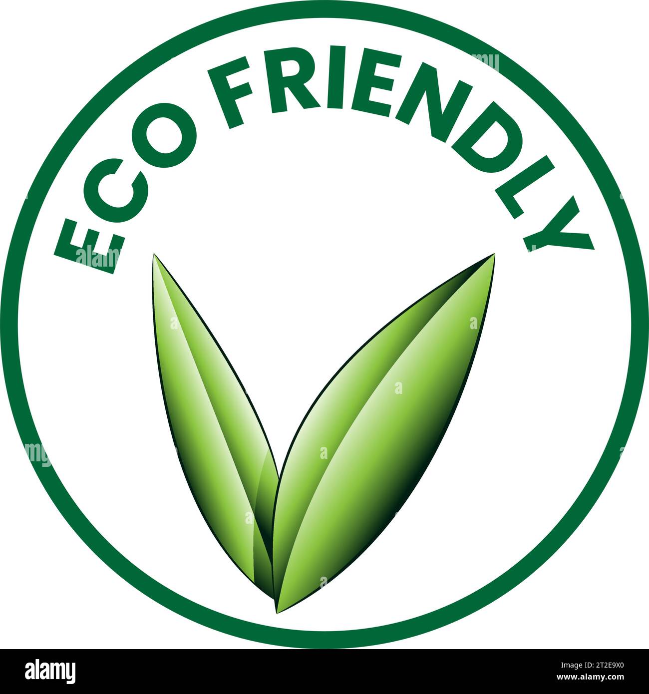 Shaded Green Eco Friendly Icon with V Shaped Leaves 1 on a White ...