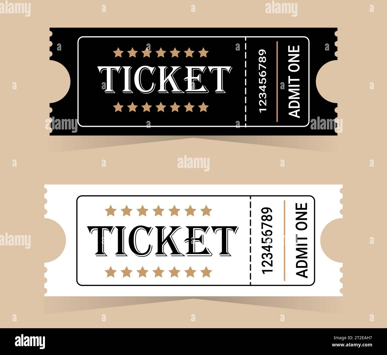 White and black tickets on a colored background. Vector illustration ...
