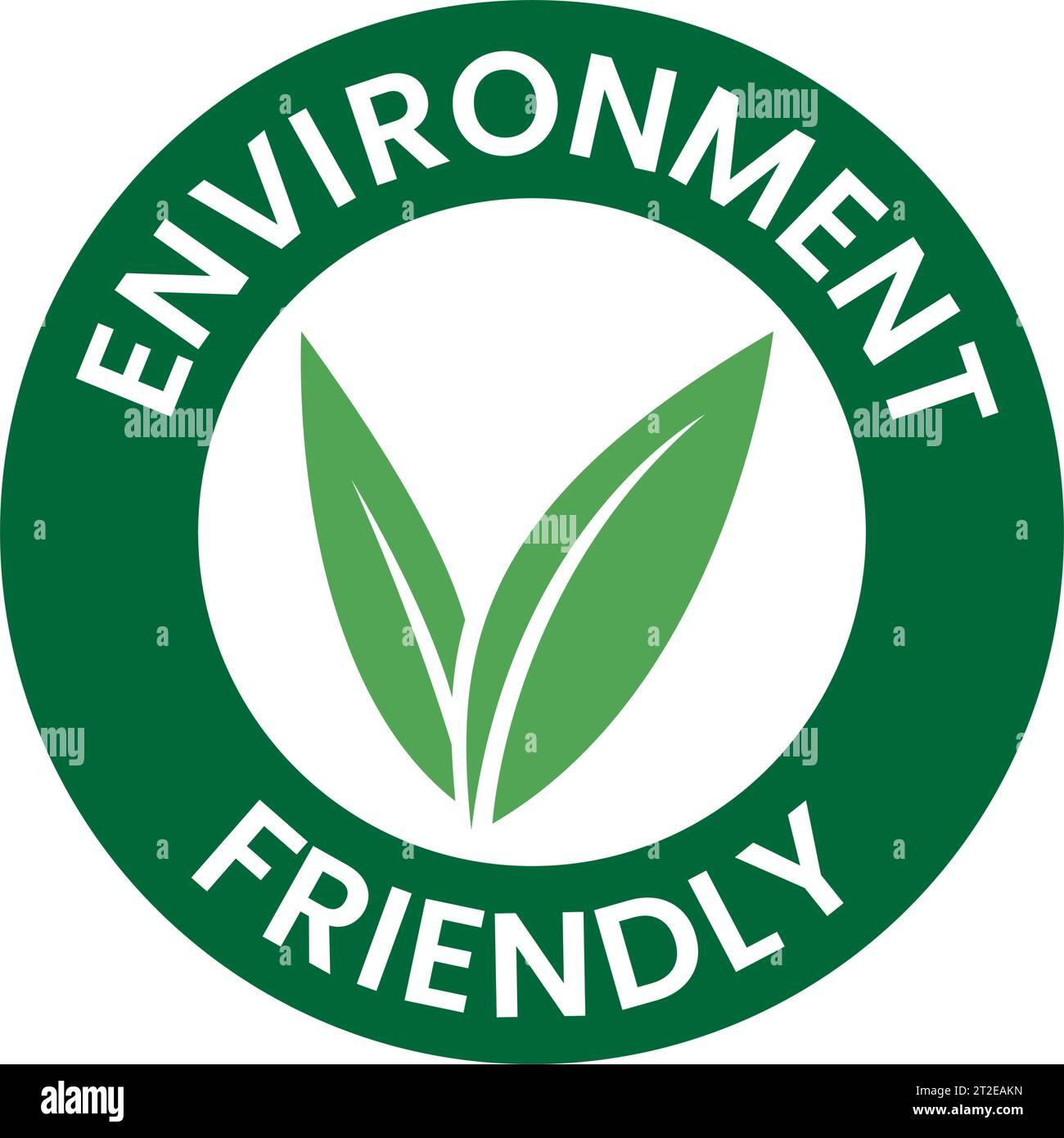 Round Environment Friendly Icon with Dark Green V Shaped Leaves on a ...