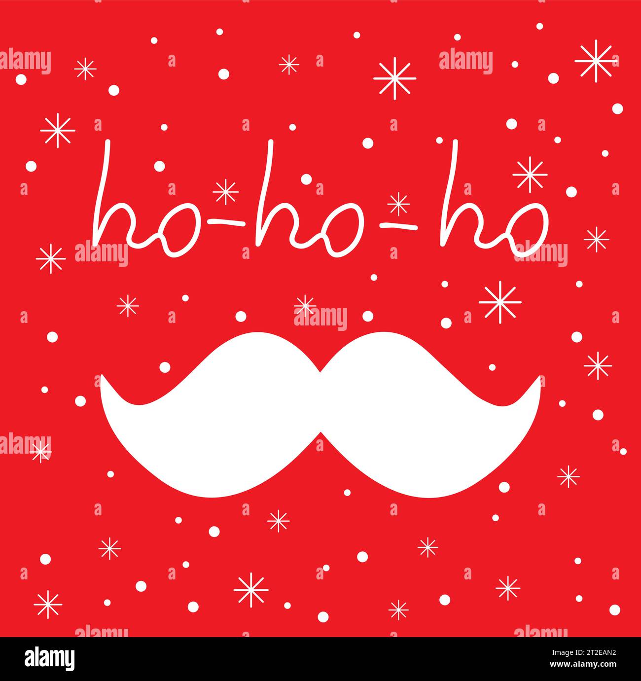 White Santa's mustache with snow and Ho-Ho-Ho. Isolated on red ...