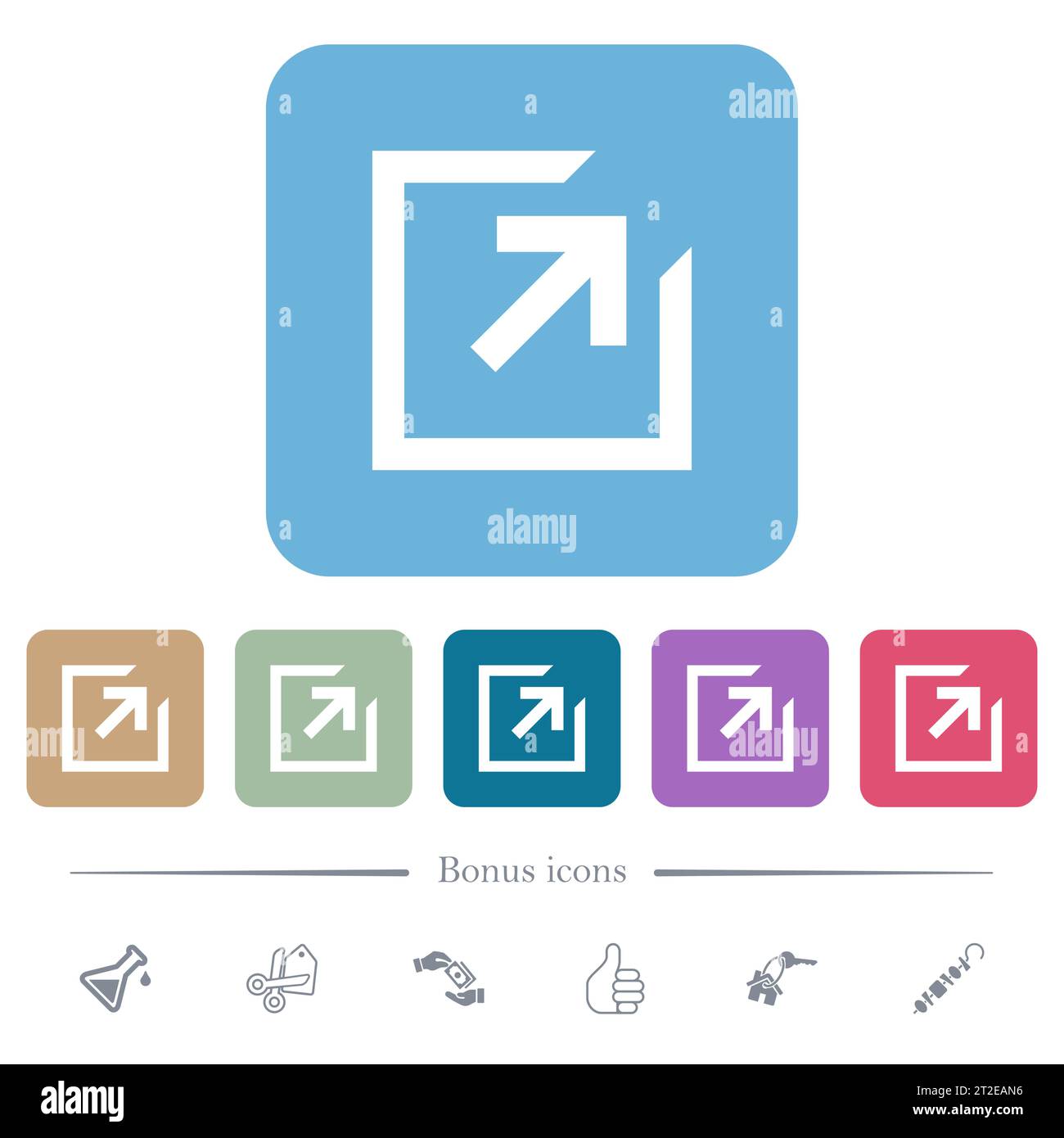 Export with inner arrow white flat icons on color rounded square ...
