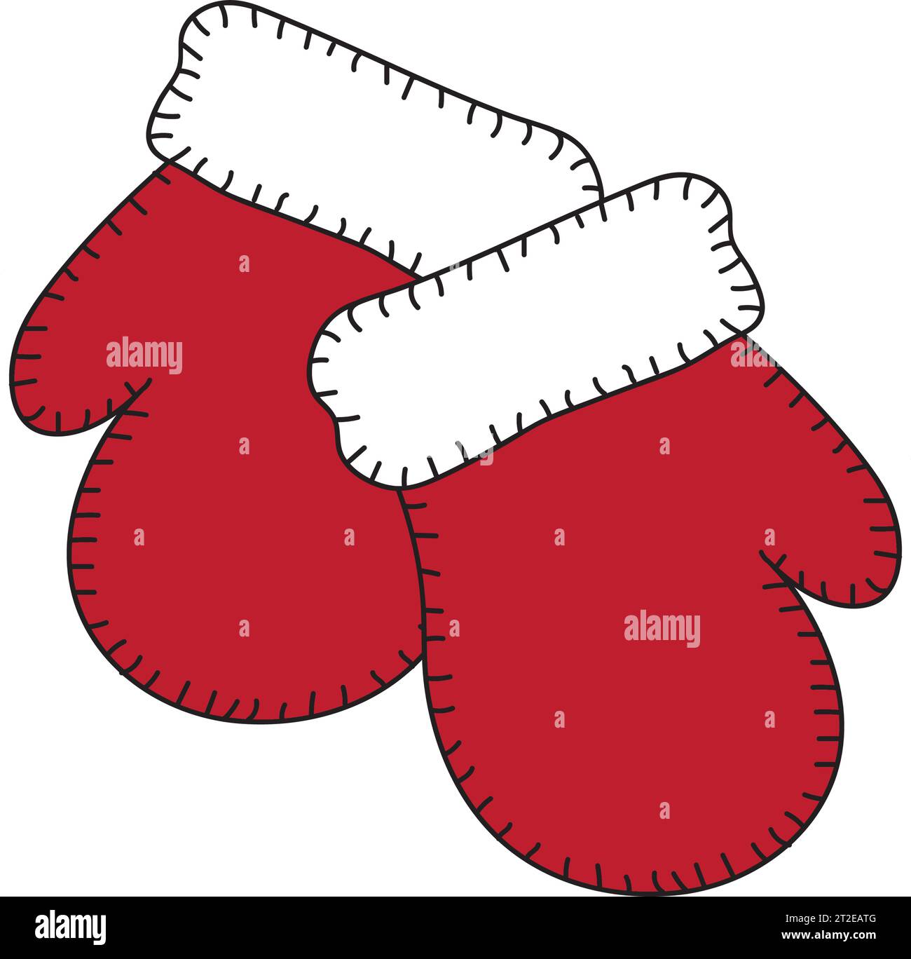 Warm knitted red mittens design isolated on white background. Pair of ...