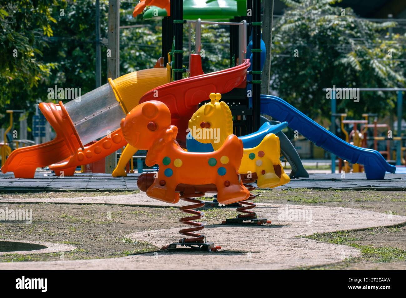 Playground spring ride hi-res stock photography and images - Alamy