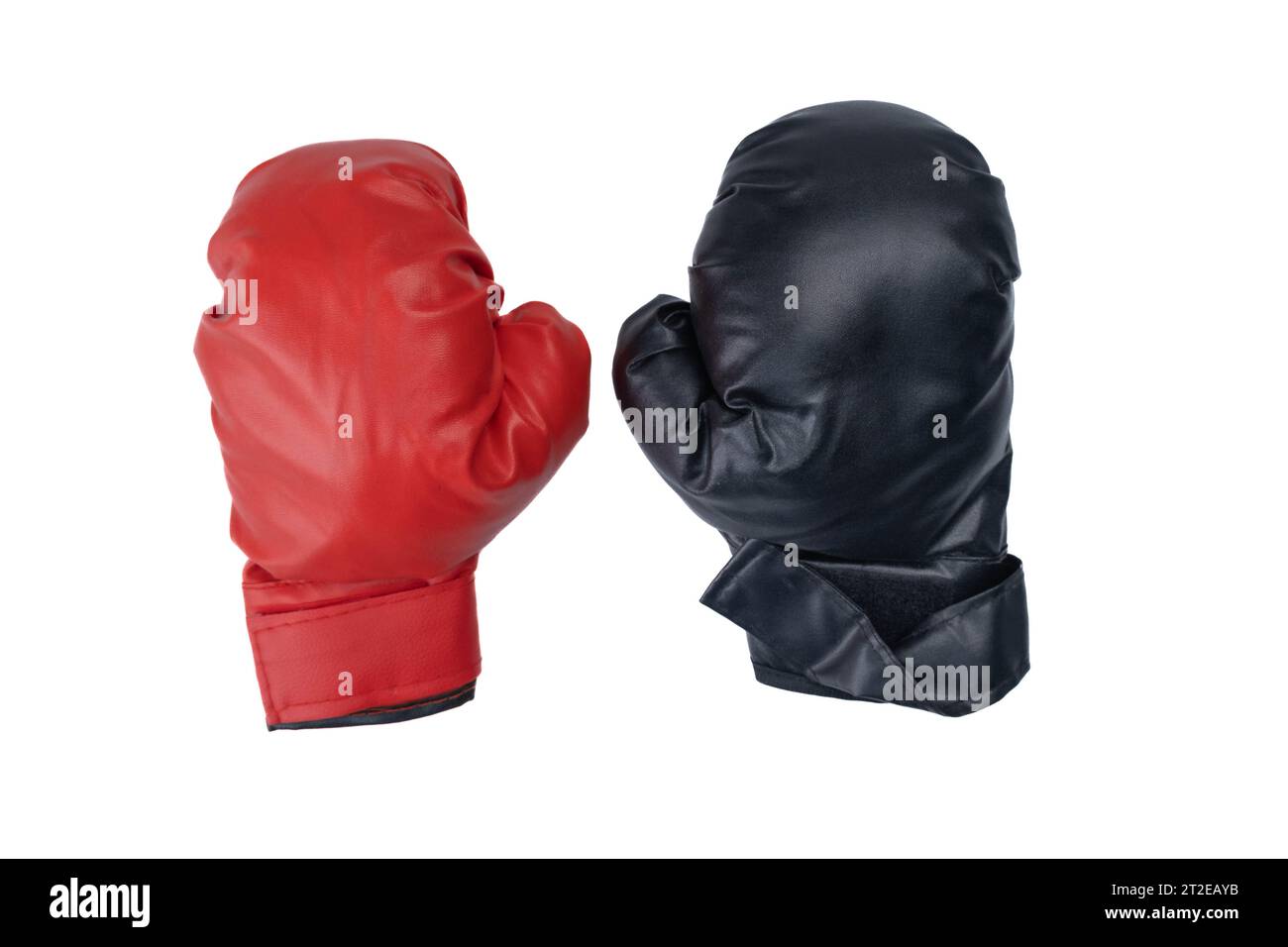 Red and black leather boxing gloves isolated on white background Stock ...