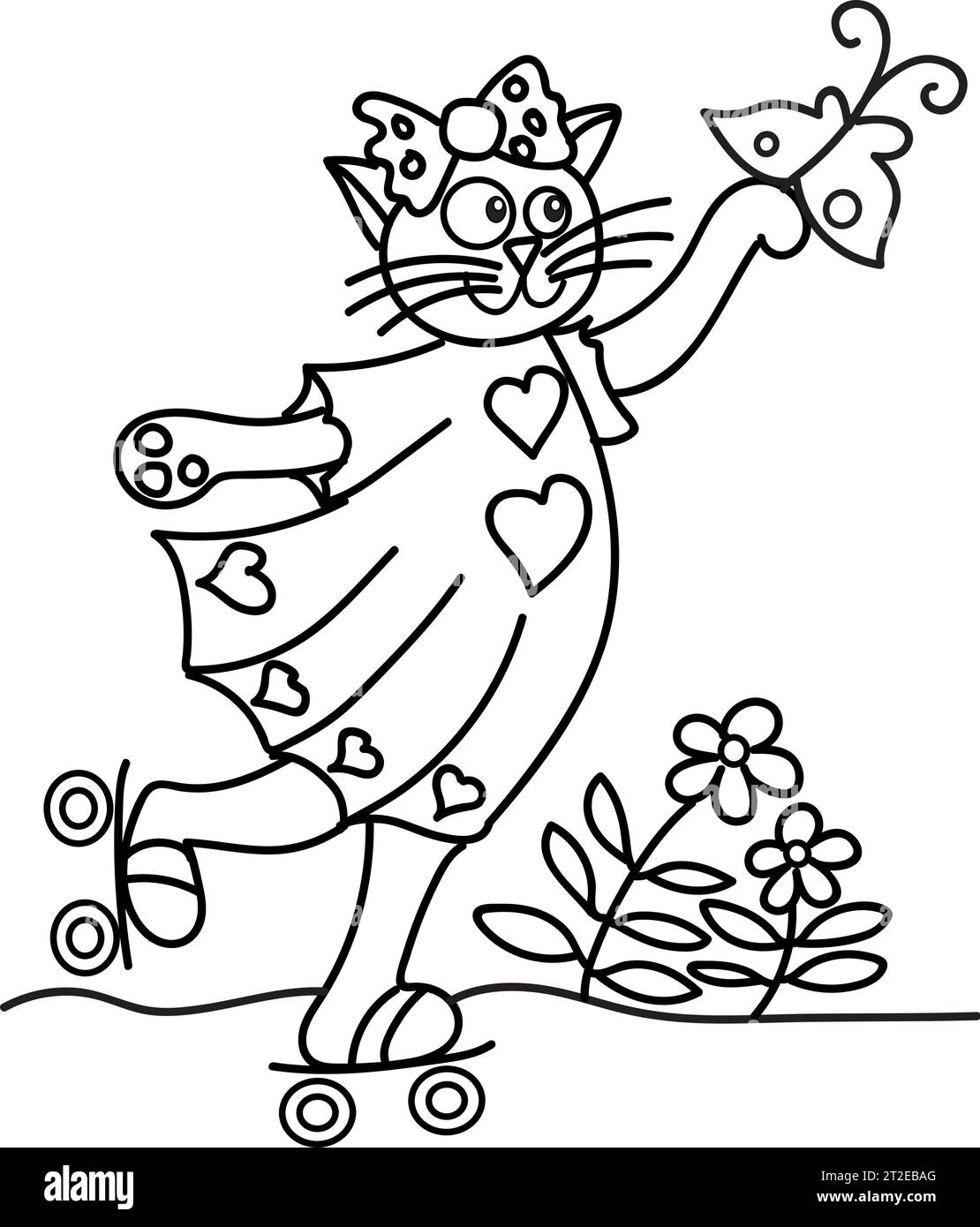 Cat on Skates, Black and White Stock Vector Image & Art - Alamy