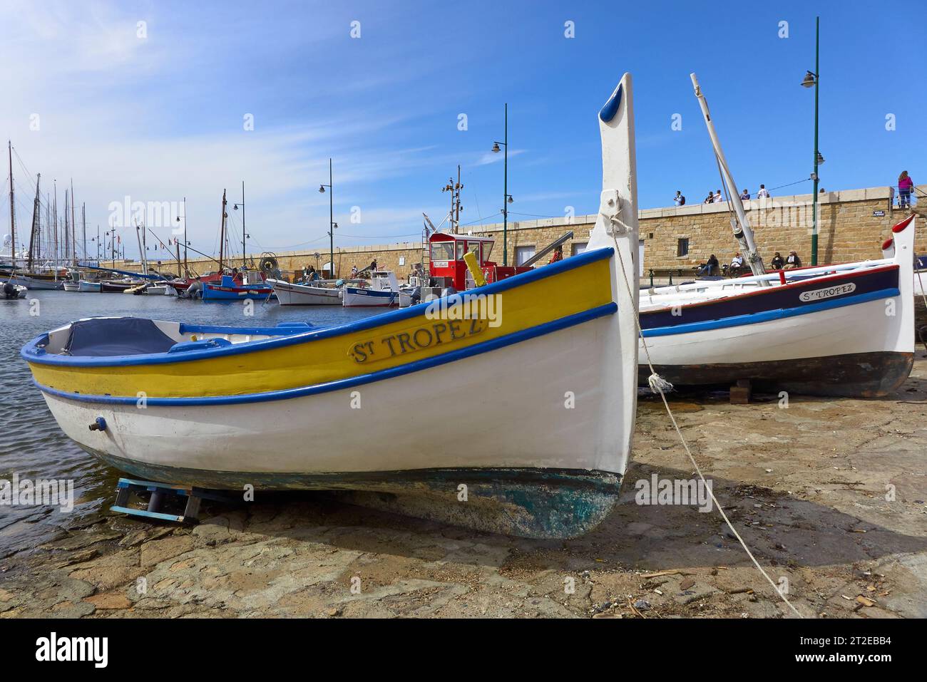 Traditional Saint-Tropez Fishing Boats Docked on a Sunny Mediterranean ...