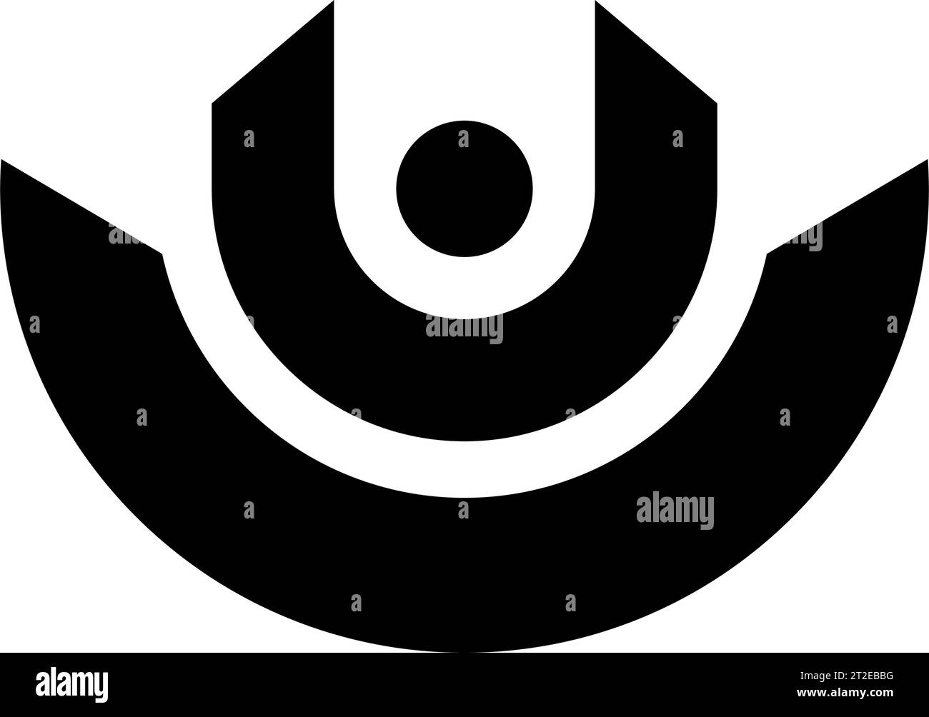 Black Abstract Letter U Shaped Icon with a Circle on a White Background ...