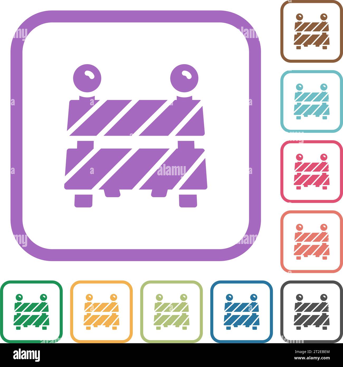 Road barrier simple icons in color rounded square frames on white background Stock Vector Image ...