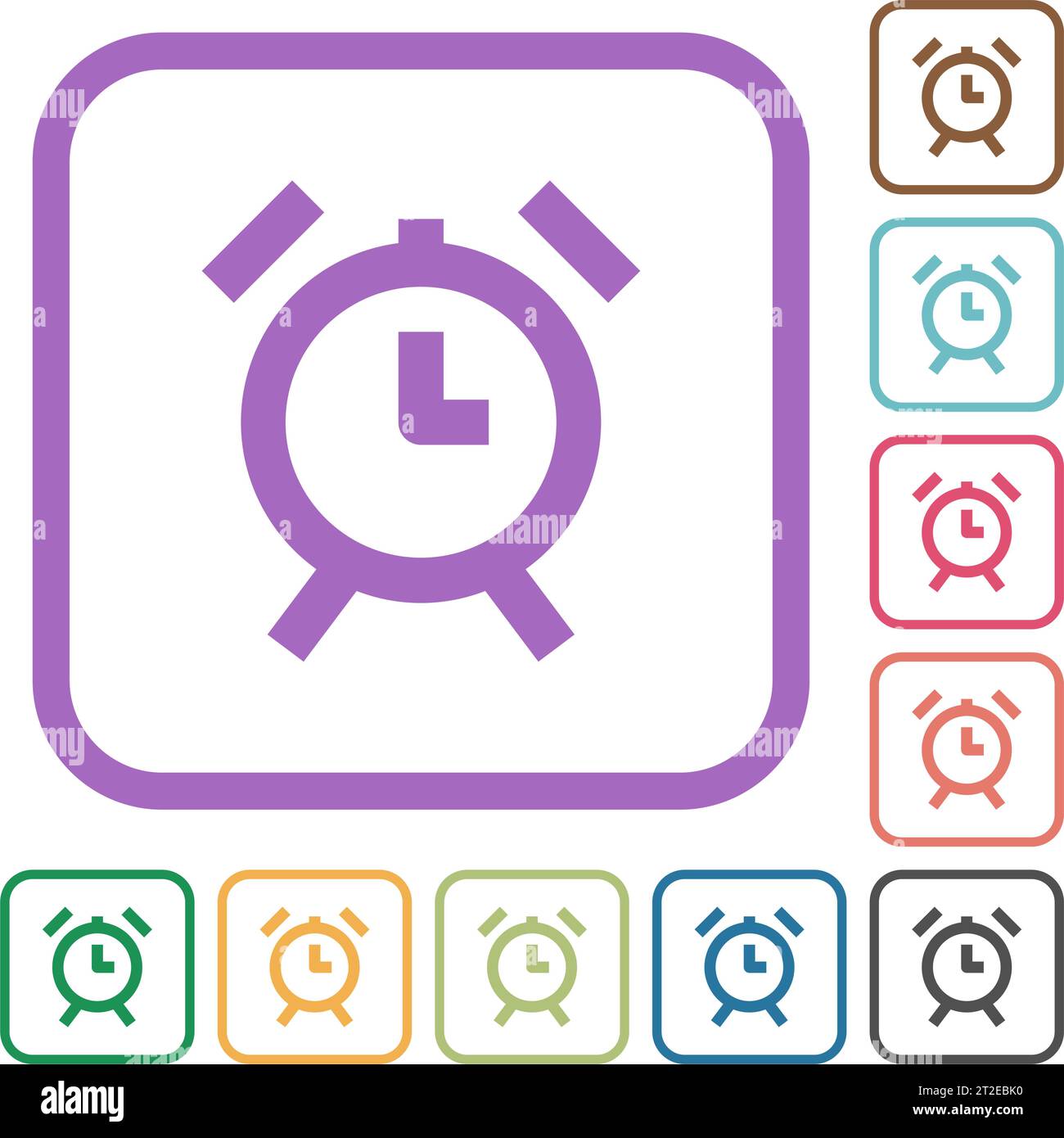 Alarm clock simple icons in color rounded square frames on white background Stock Vector Image ...