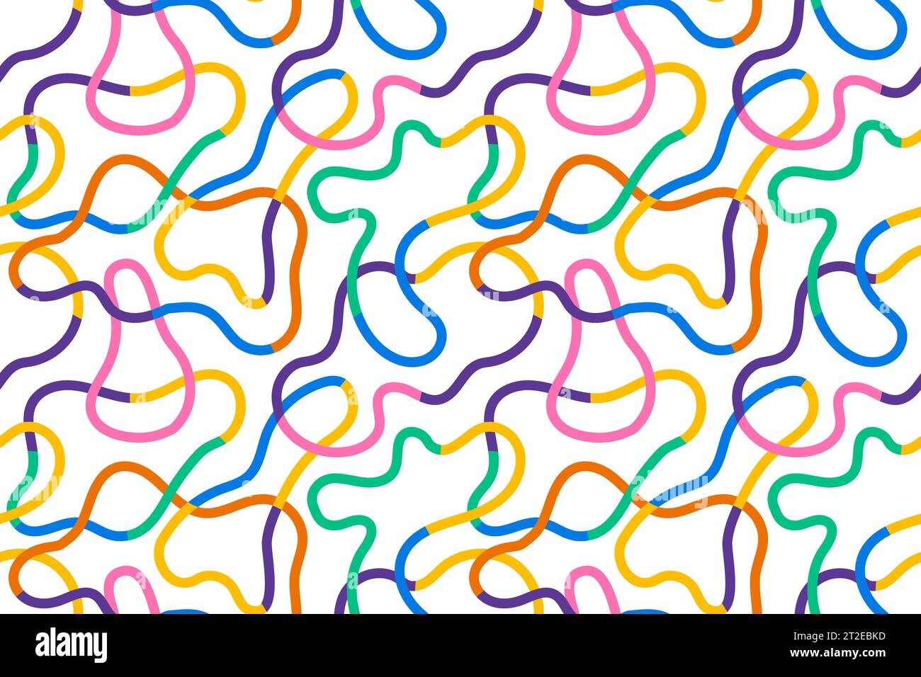 Squiggle colored naive seamless pattern. Creative cute scribble abstract style background ...