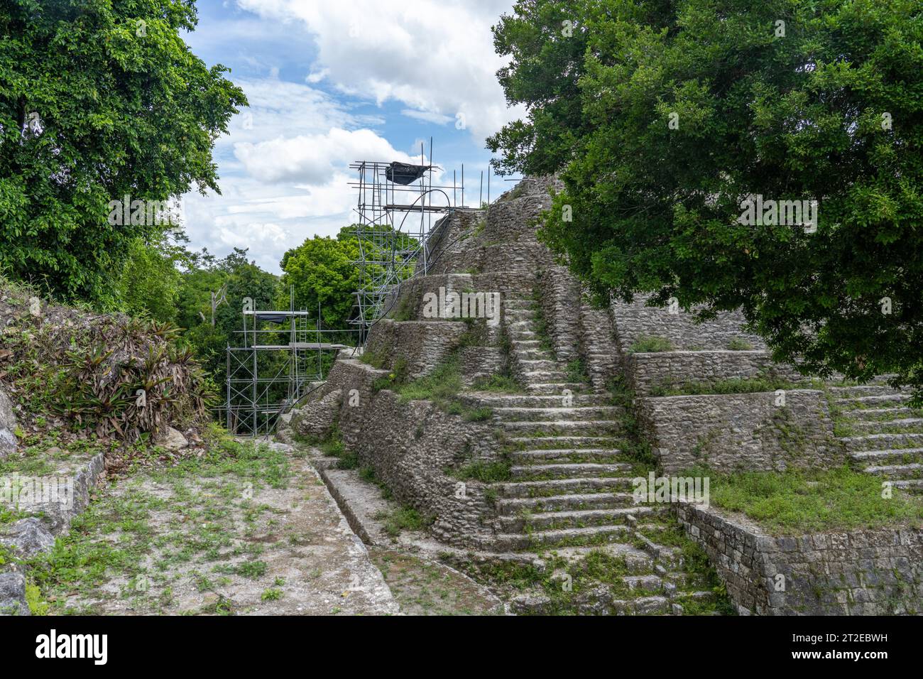 Scaffolding for archeological work on Structure 137 in the North ...