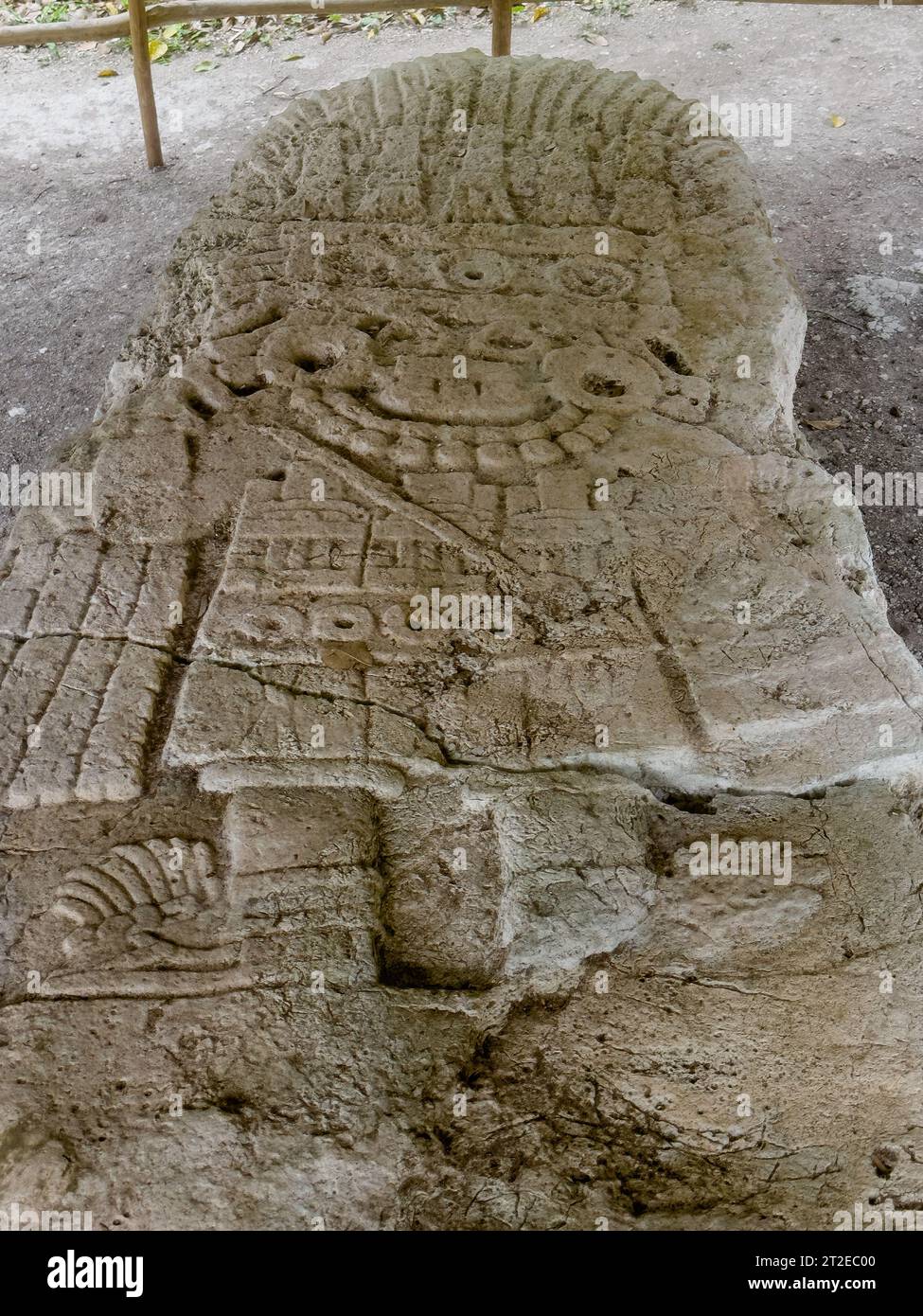 Stela 11 in Plaza B in the Mayan ruins in Yaxha-Nakun-Naranjo National ...