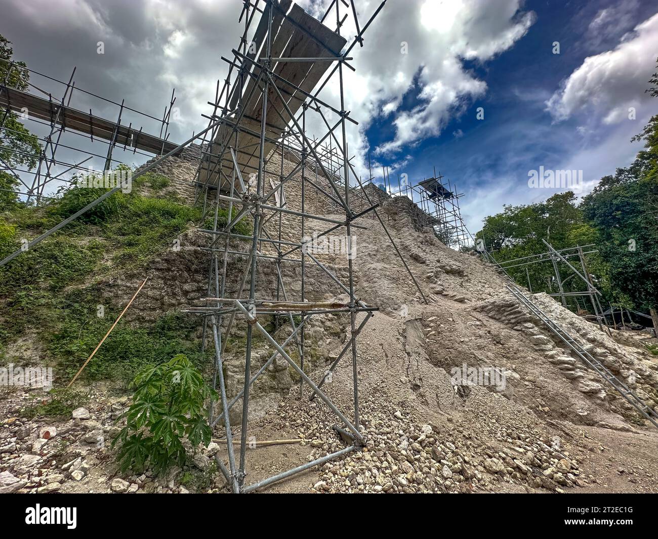 Scaffolding for archeological work on Structure 137 in the North ...