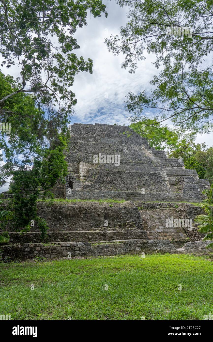 Rear of Structure 144 in the North Acropolis in the Mayan ruins in ...
