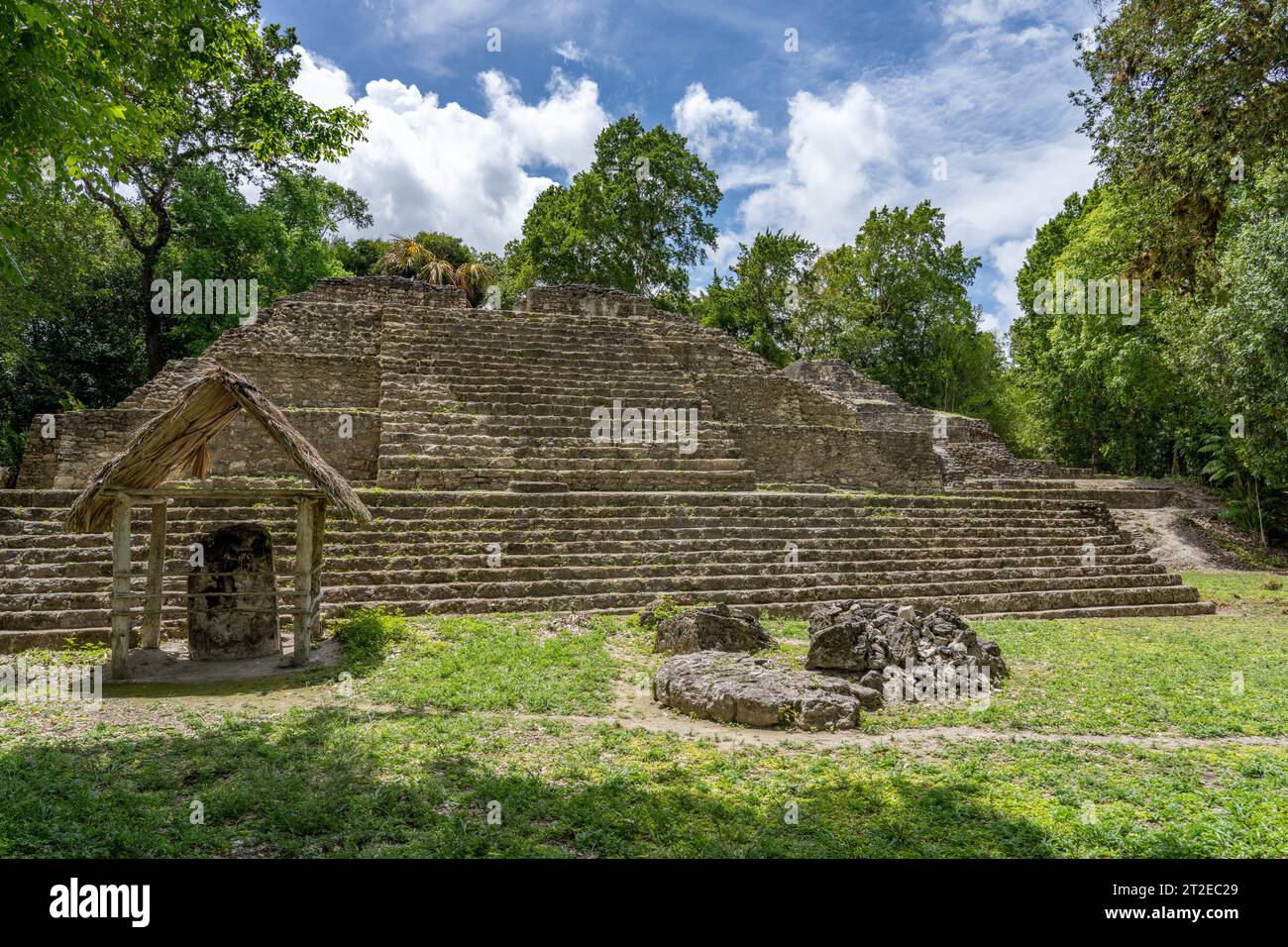 Structure 4 of the Maler Group or Plaza of the Shadows in the Mayan ...