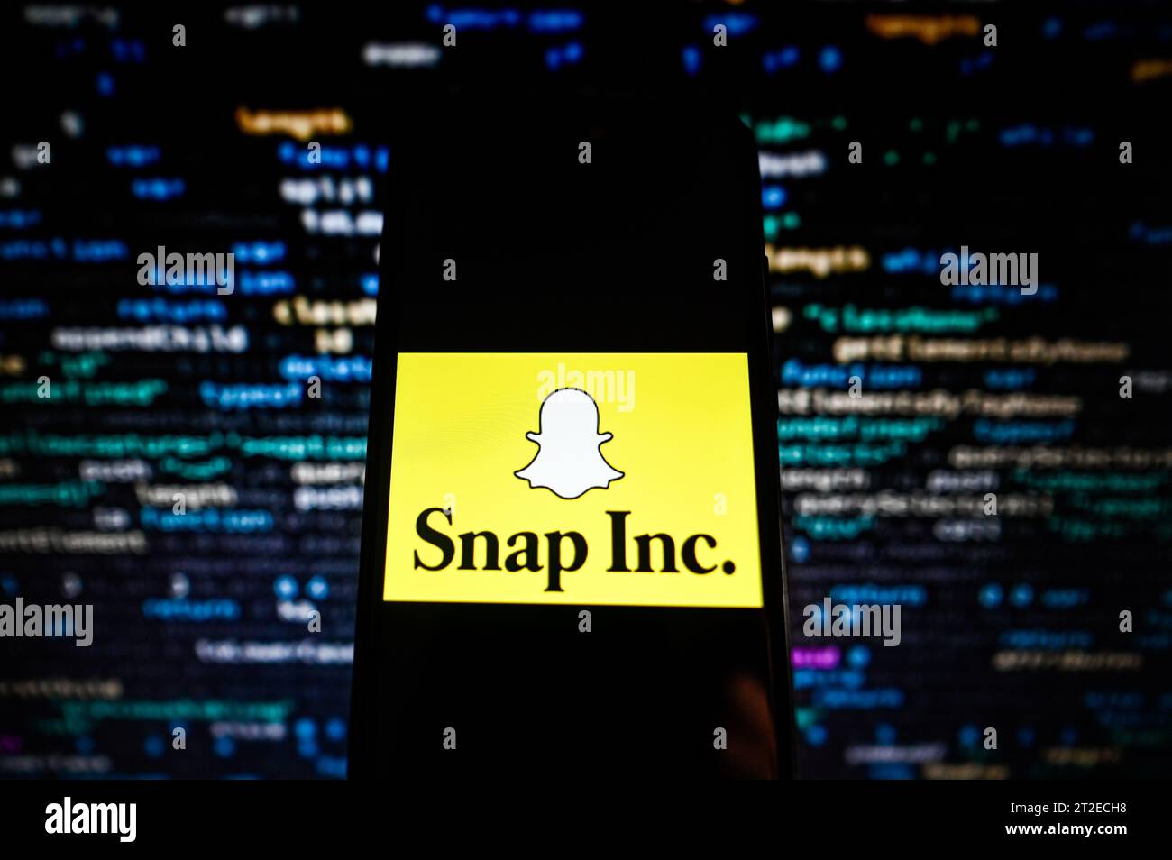 In this photo illustration a Snap Inc logo is displayed on a smartphone ...