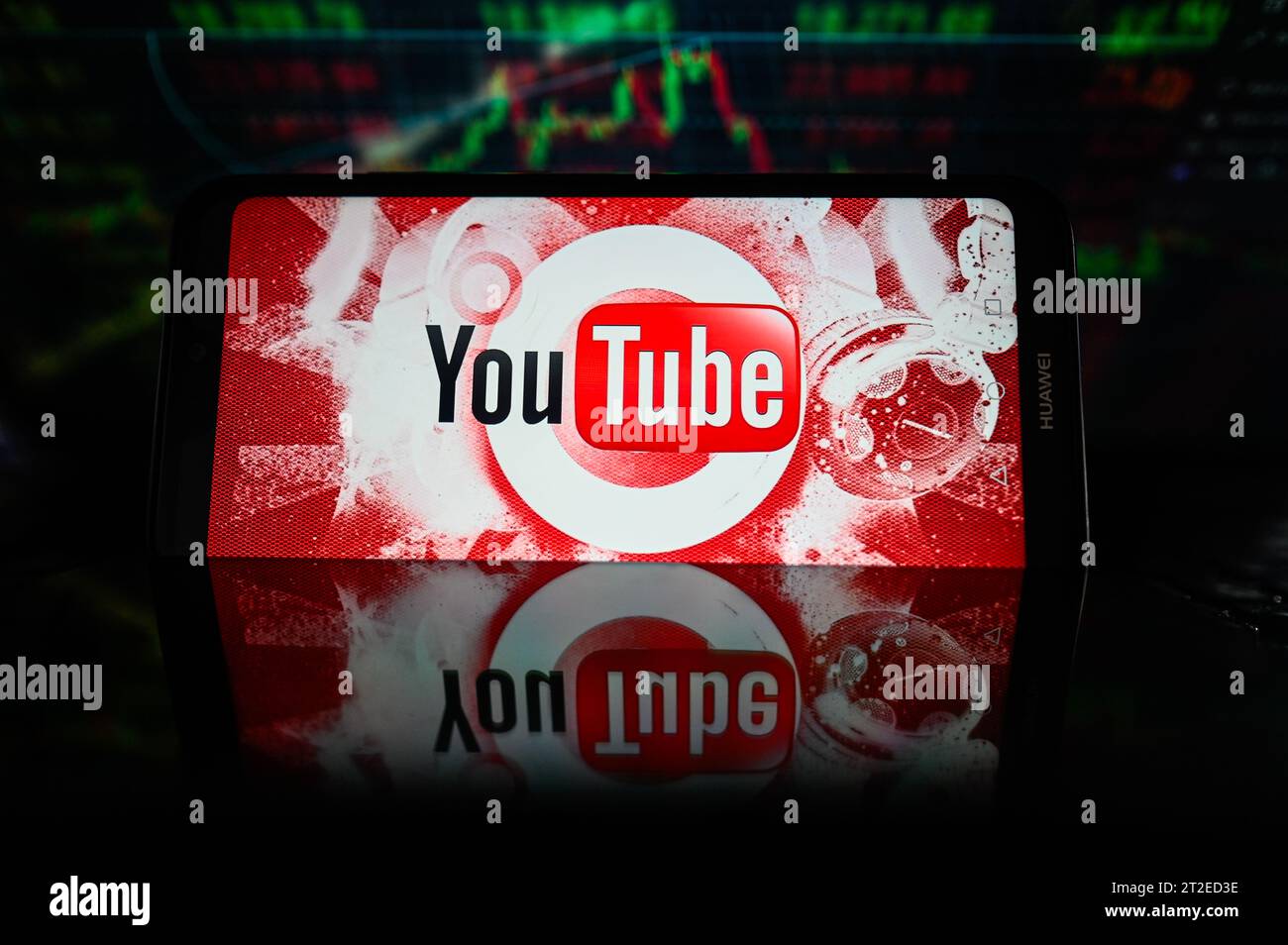 In this photo illustration a Youtube logo is displayed on a smartphone ...