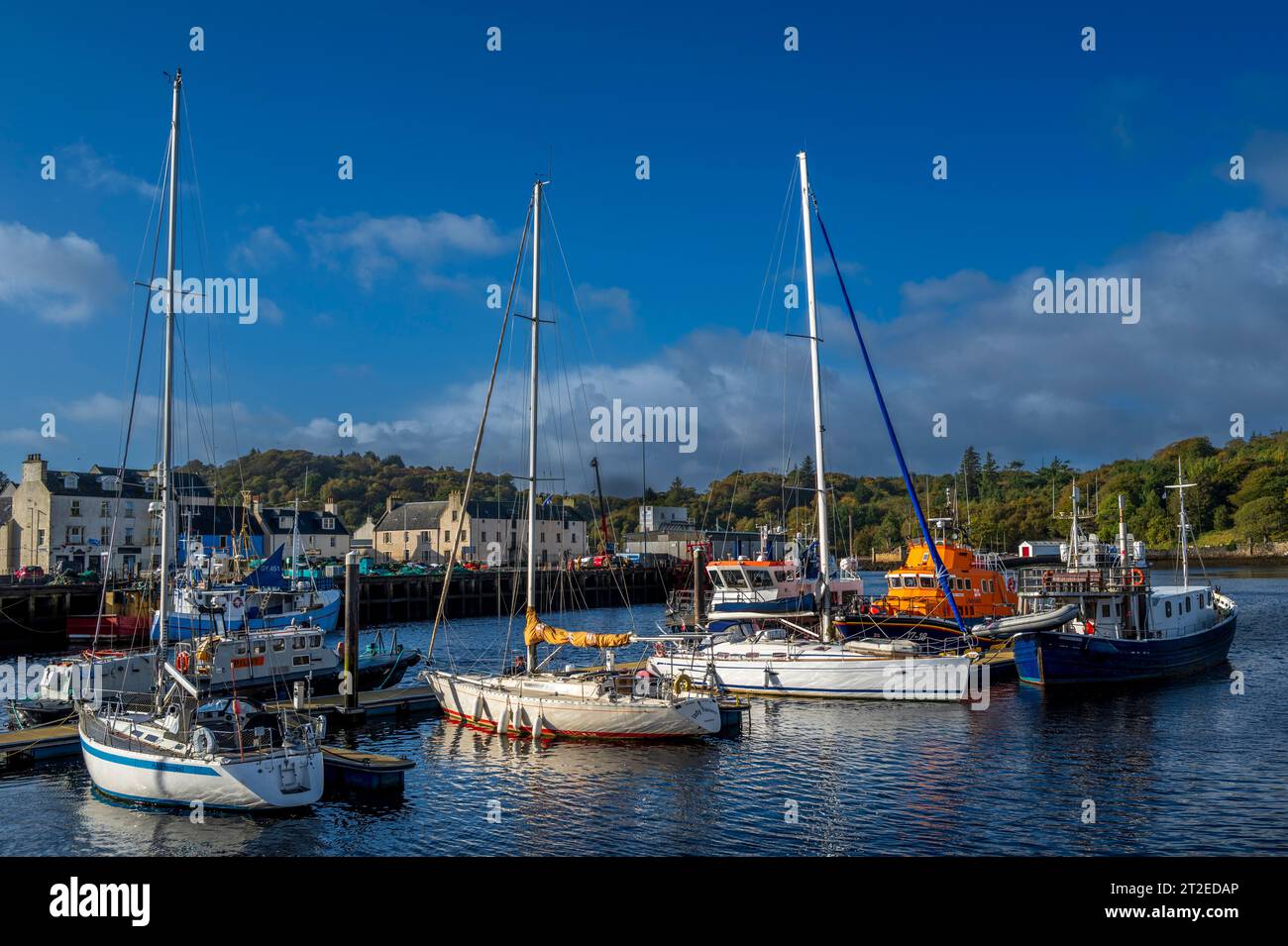 General view of the harbour in Stornoway, Island of Lewis, Outer ...