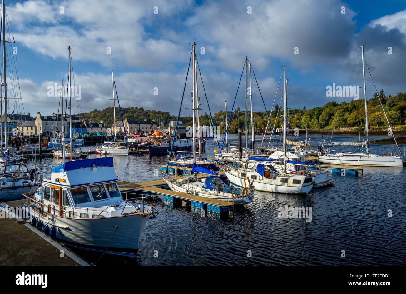 General view of the harbour in Stornoway, Island of Lewis, Outer ...