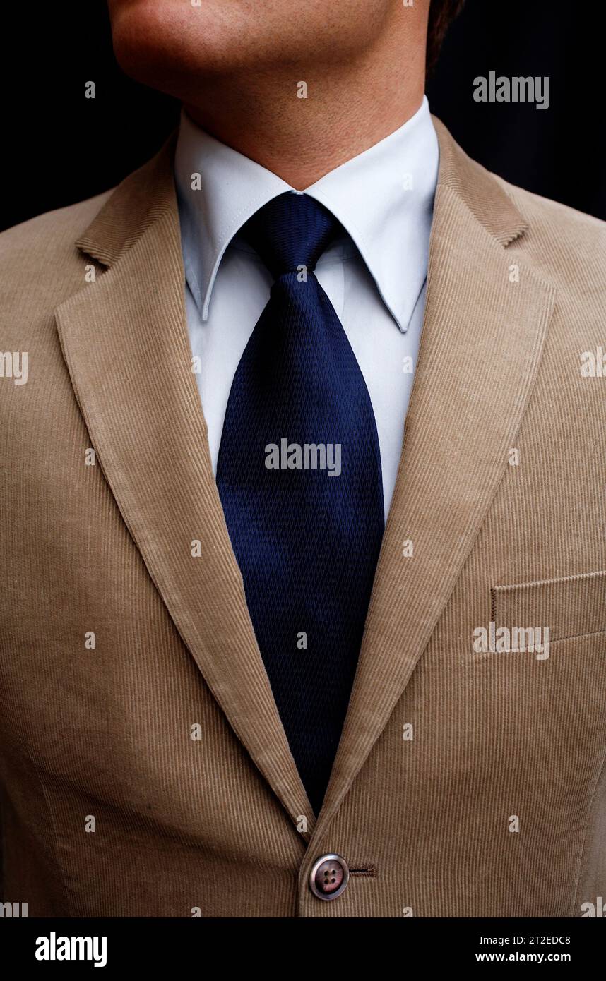 Closeup, suit and tie for business man, corporate fashion and ...
