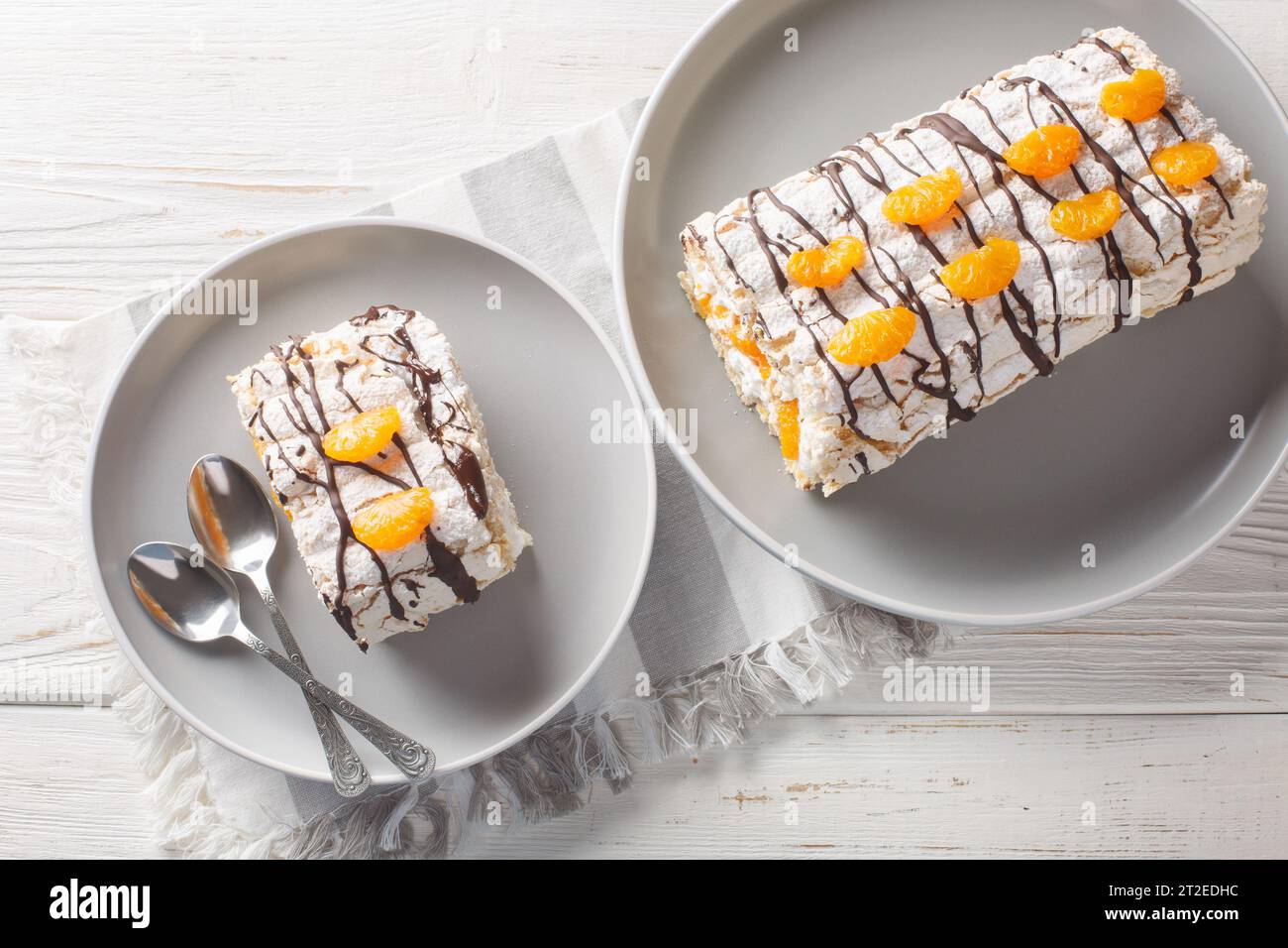 Delicious homemade Swedish dessert Budapest roll cake filled with ...