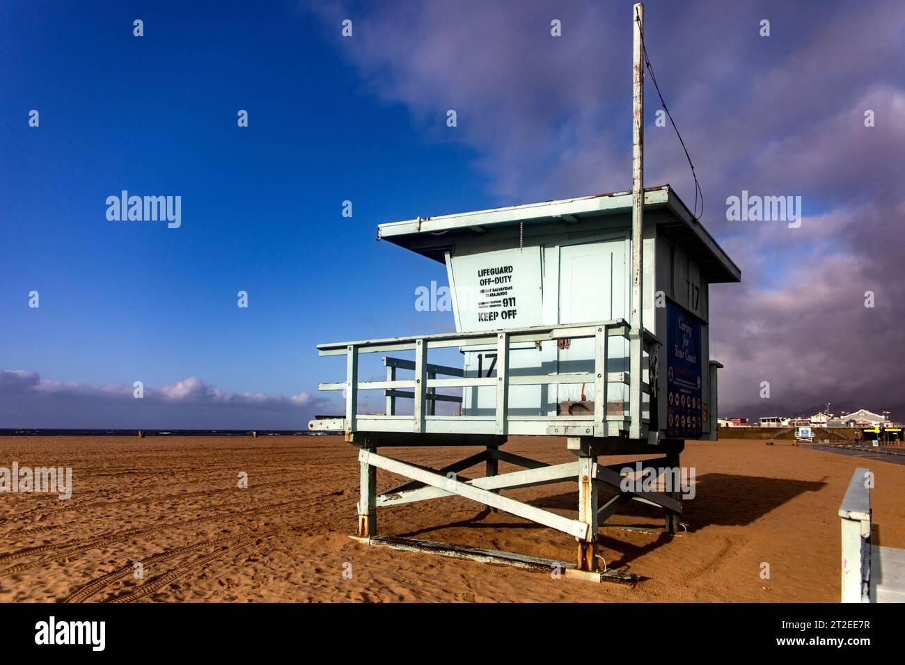 Closed lifeguard hut in the city of Santa Monica in the state of ...