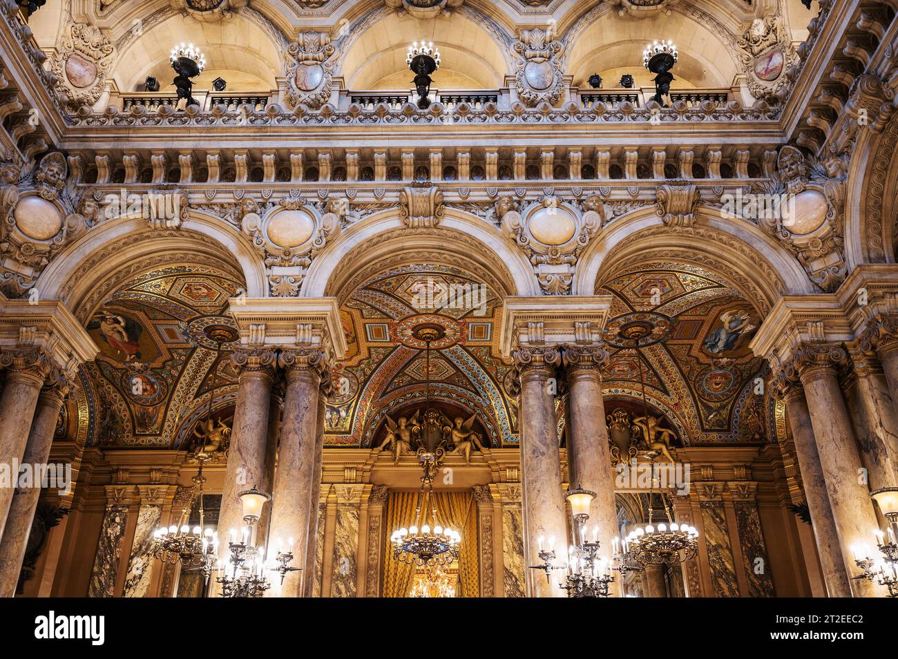 Paris, France - August 28 2022: Interior of Opera Garnier in Paris ...