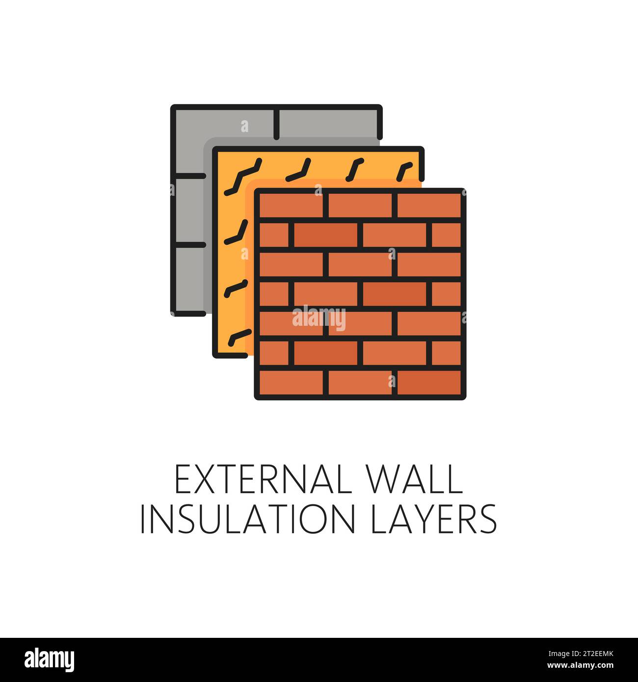 External wall thermal insulation layers icon. Energy efficiency in ...