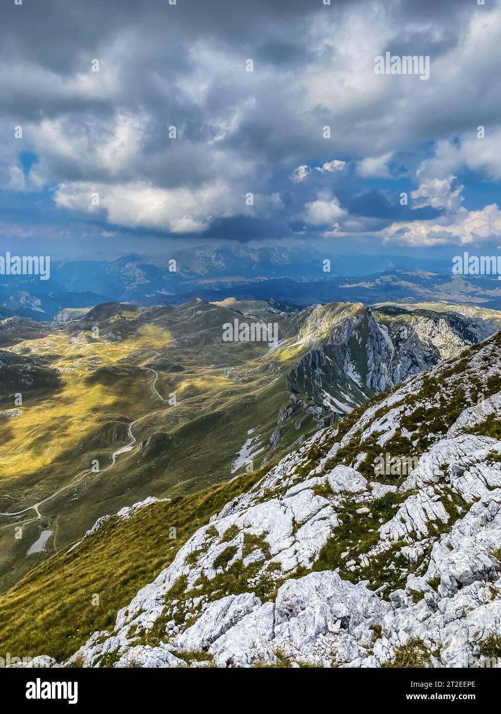 Summer landscape with Durmitor Ring, panoramic road around mountains ...