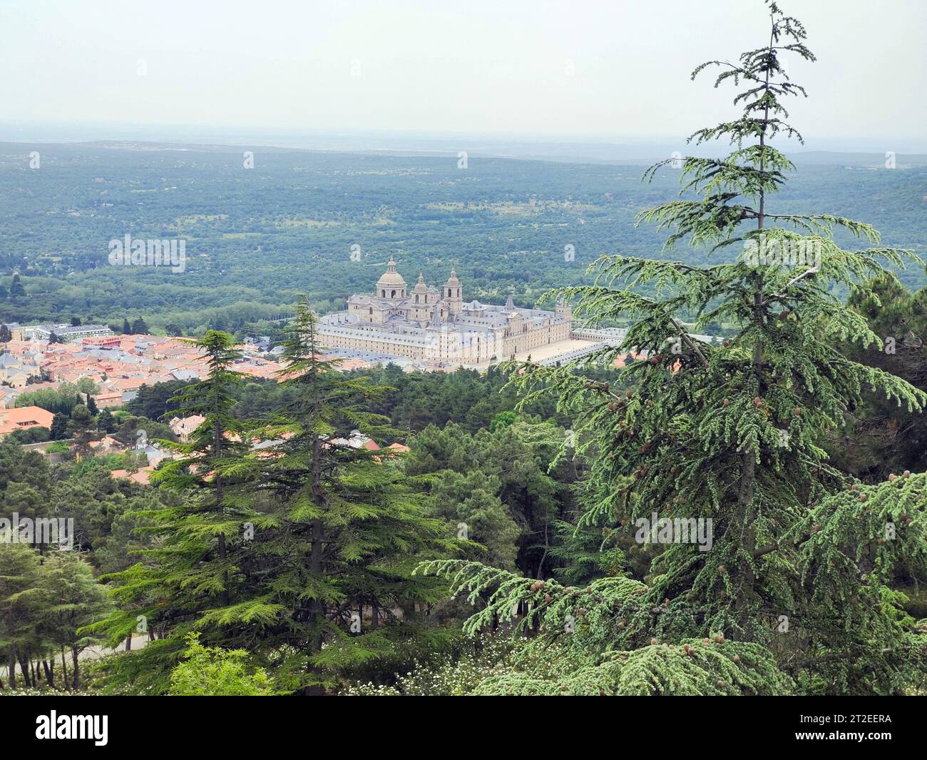 San Lorenzo del Escorial in Madrid Province in a sunny day. Its ancient ...