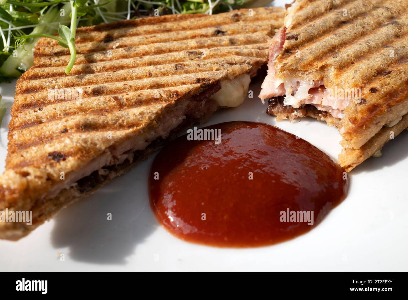 Cheese and bacon toastie Stock Photo - Alamy