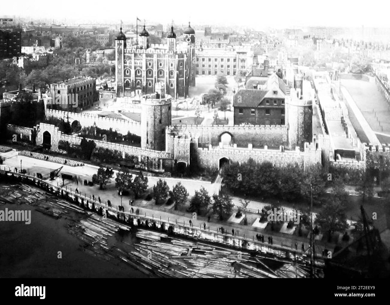 Tower of London from Tower Bridge, London, Victorian period Stock Photo ...
