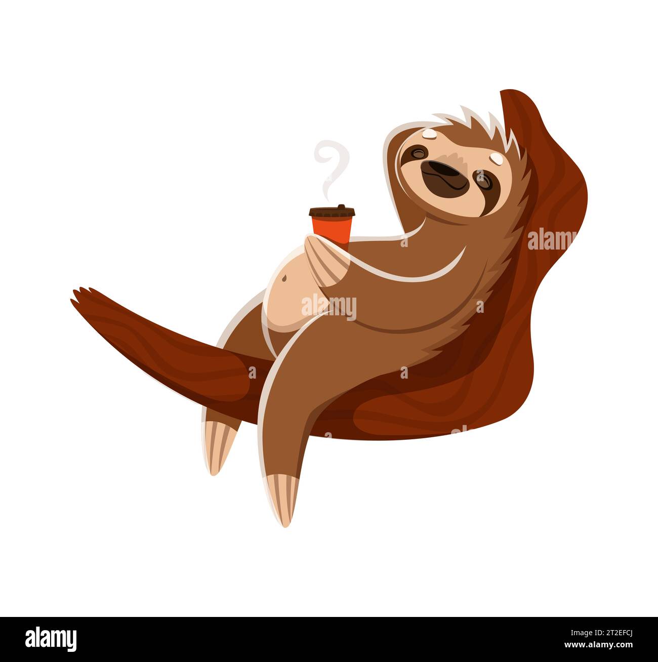 Cartoon relaxing sloth character enjoys a tranquil nap on a branch ...