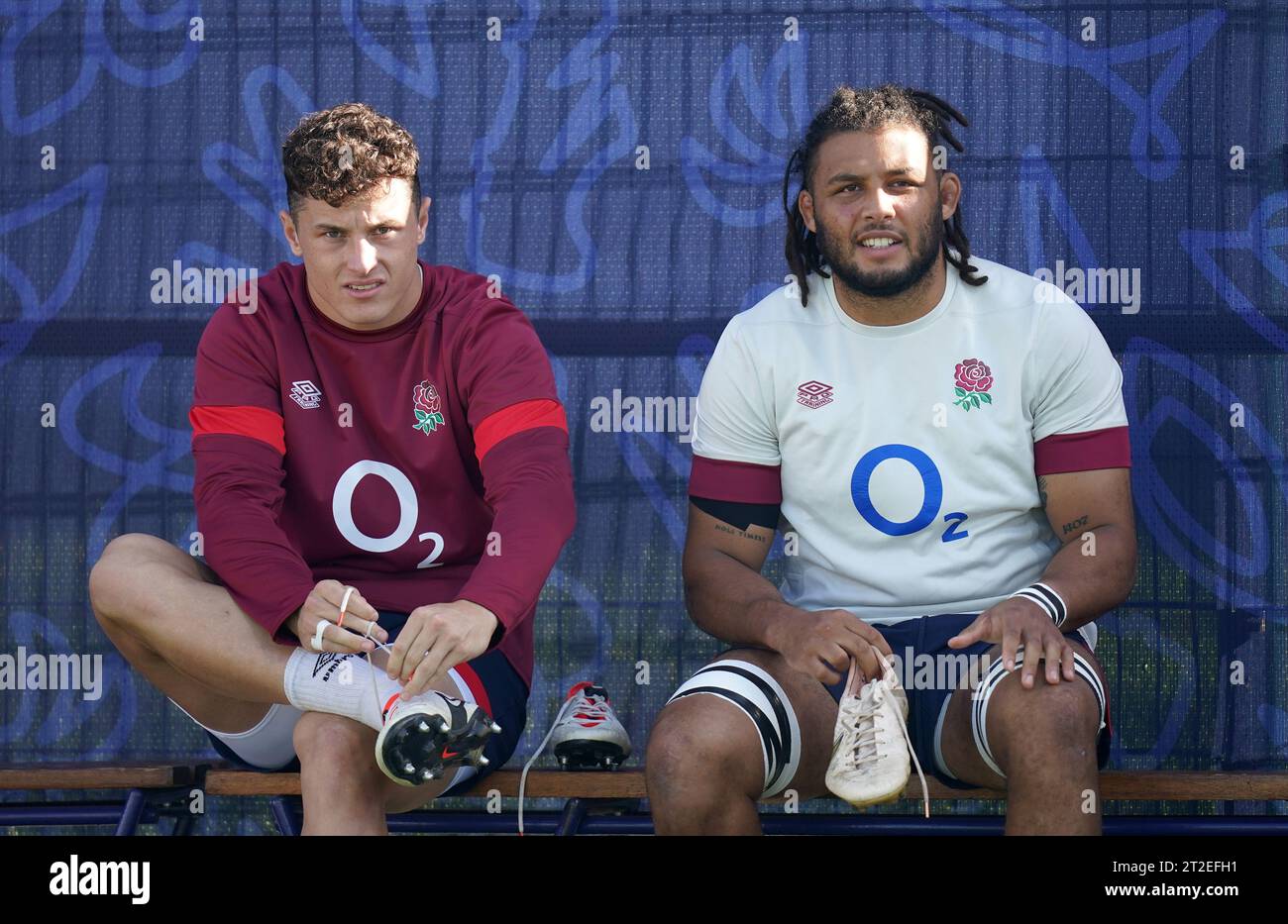 England's Henry Arundell (left) and Lewis Ludlam during a training ...