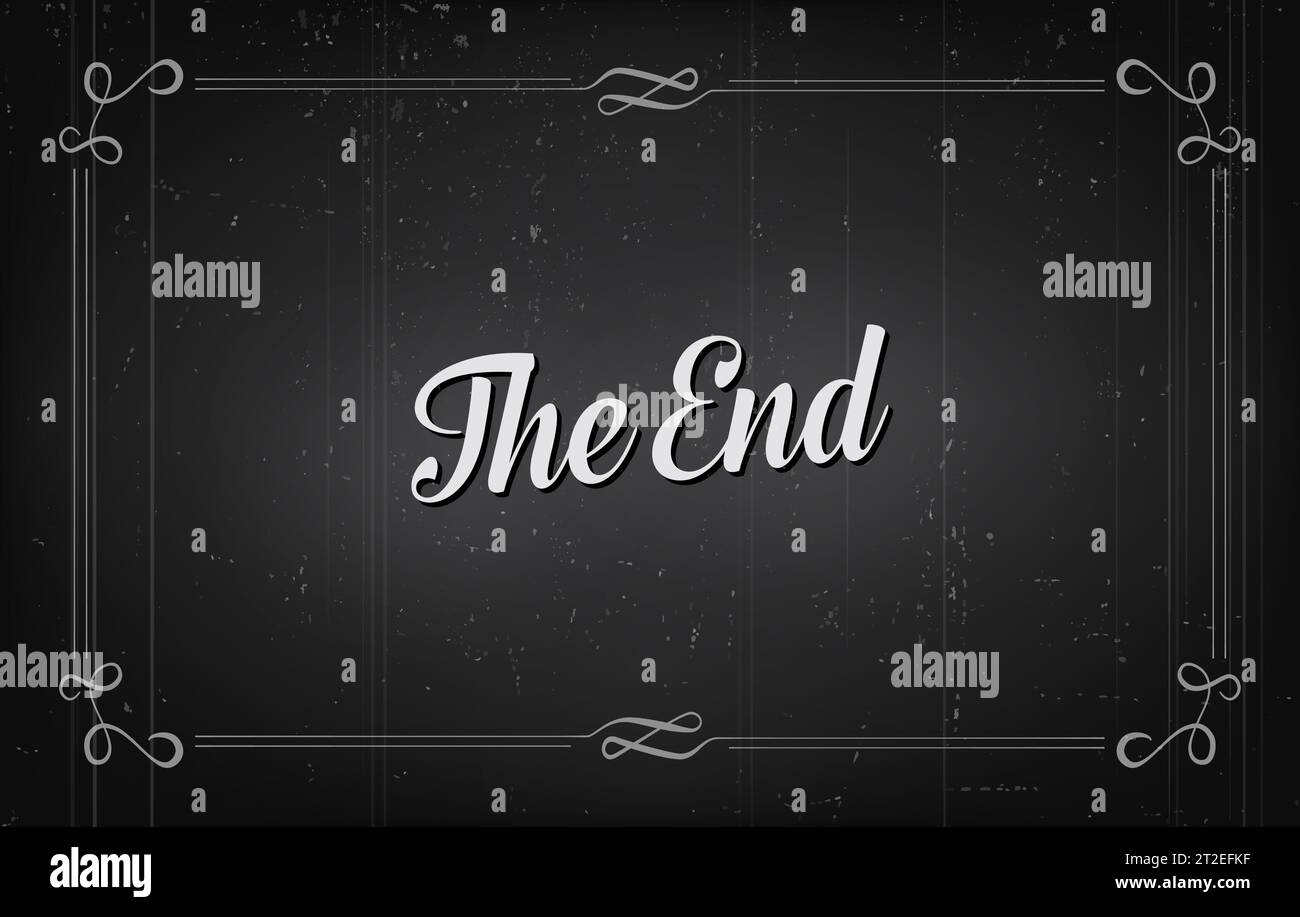 Silent movie cinema film end screen with retro border. Vintage black ...