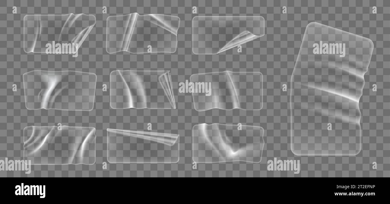 Transparent rectangle plastic stickers, adhesive overlay patches and ...