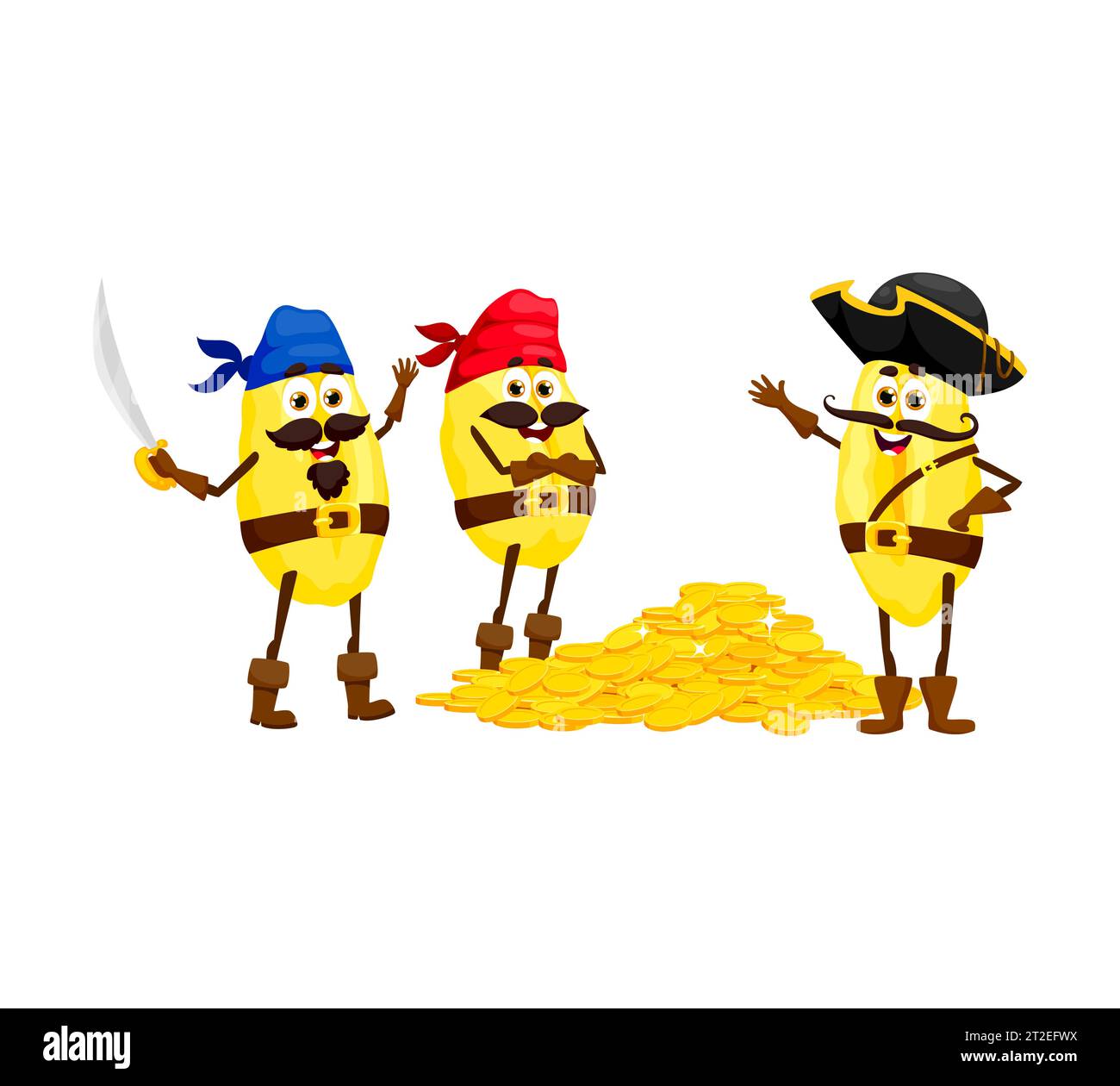 Cartoon funny cavatelli italian pasta pirate and corsair characters ...