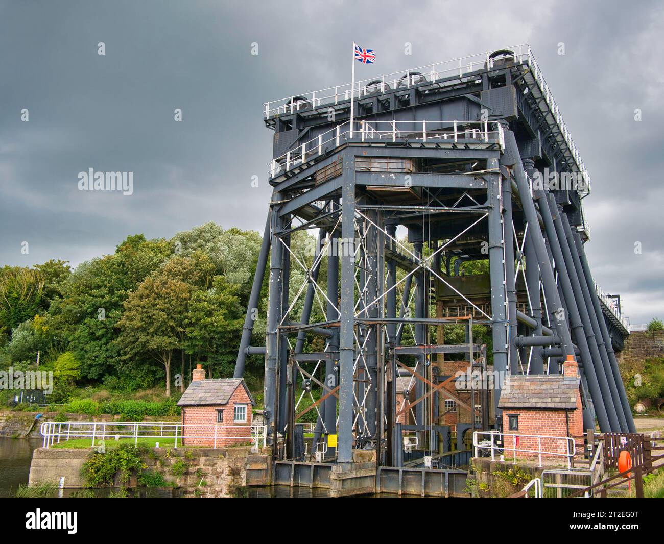 The Anderton Boat Lift near Northwich in Cheshire, UK. A two-caisson ...