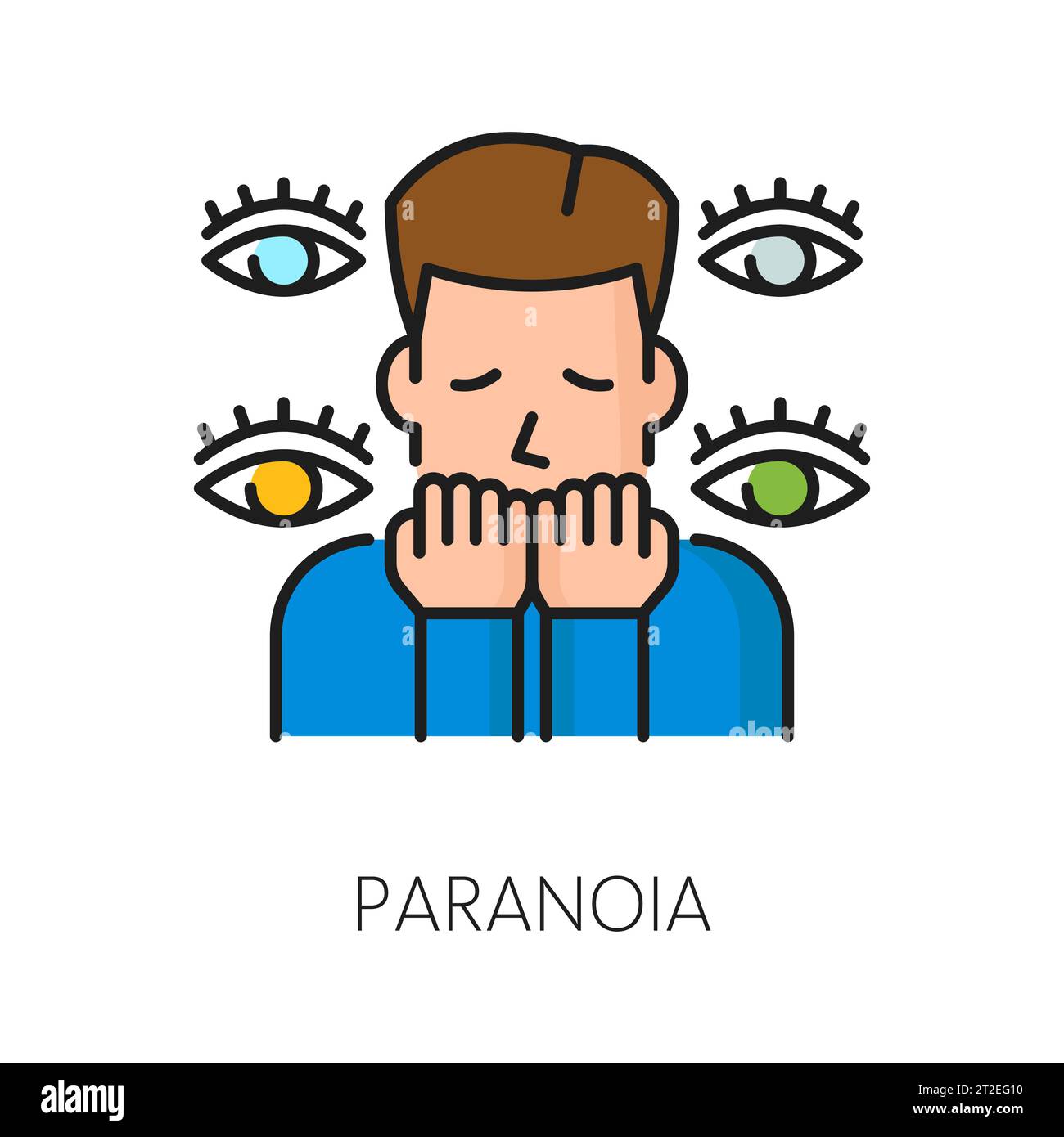 Paranoia psychological disorder problem, mental health icon. Vector ...