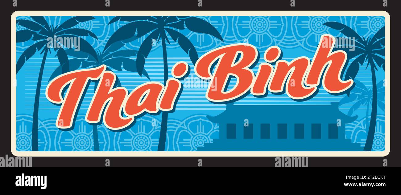Thai Binh vietnamese province retro travel plate, tourist destination ...