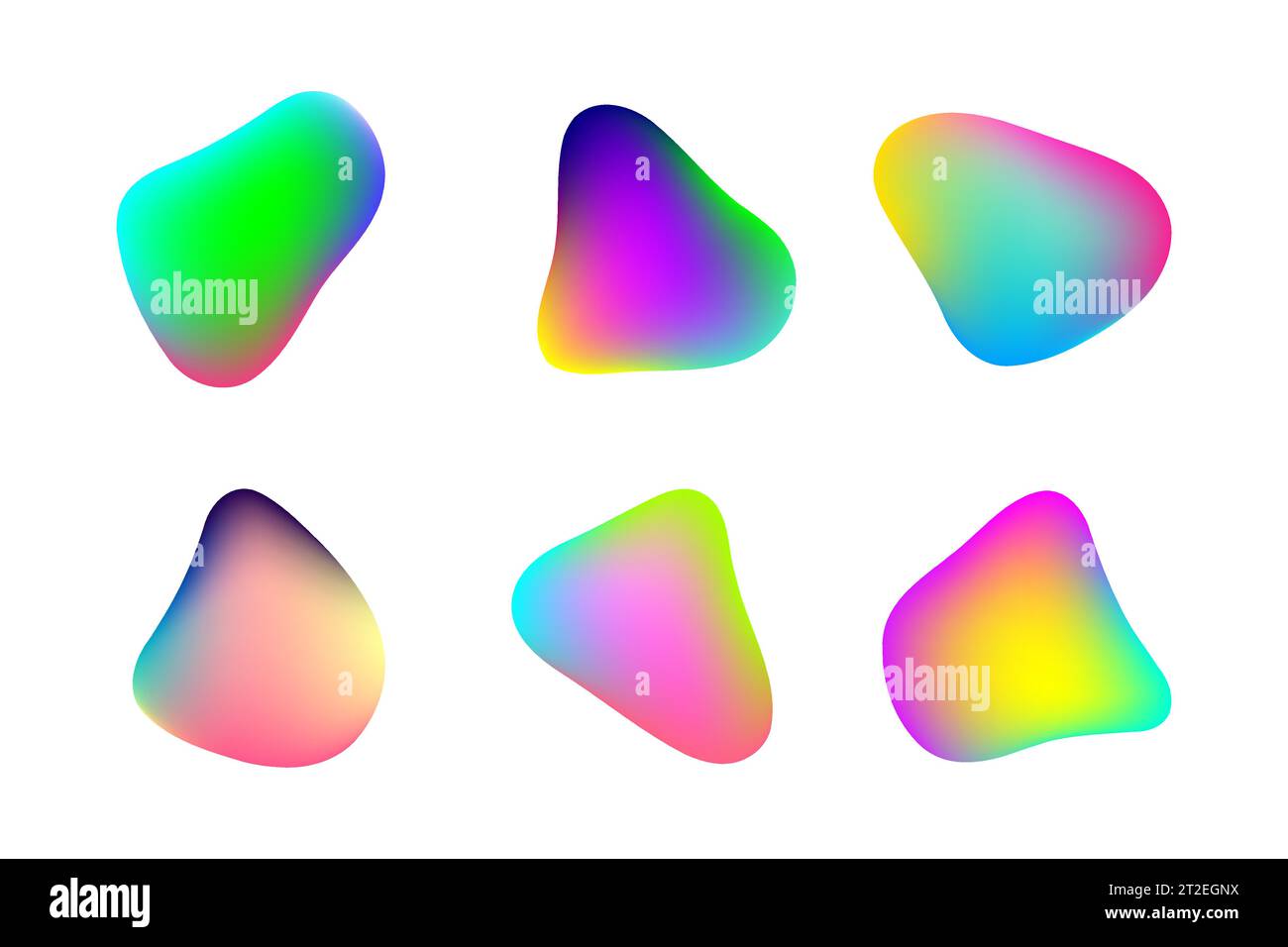 Fluid holographic or iridescent shapes. Gradient elements of various forms. abstract liquid ...