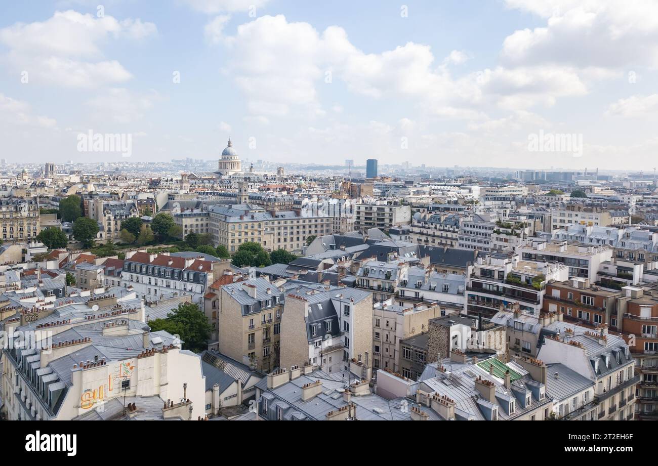 Center of Paris photographed with aerial drone camera in spring. PARIS ...