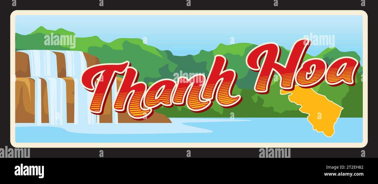 Thanh Hoa vietnamese province retro travel plate, asian region retro ...