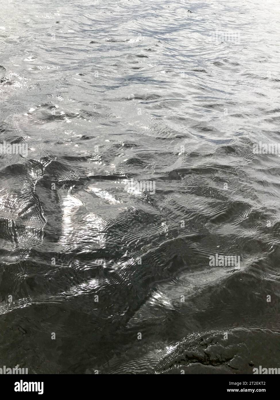Texture of dark black cold water with waves of ripples rippling. The ...