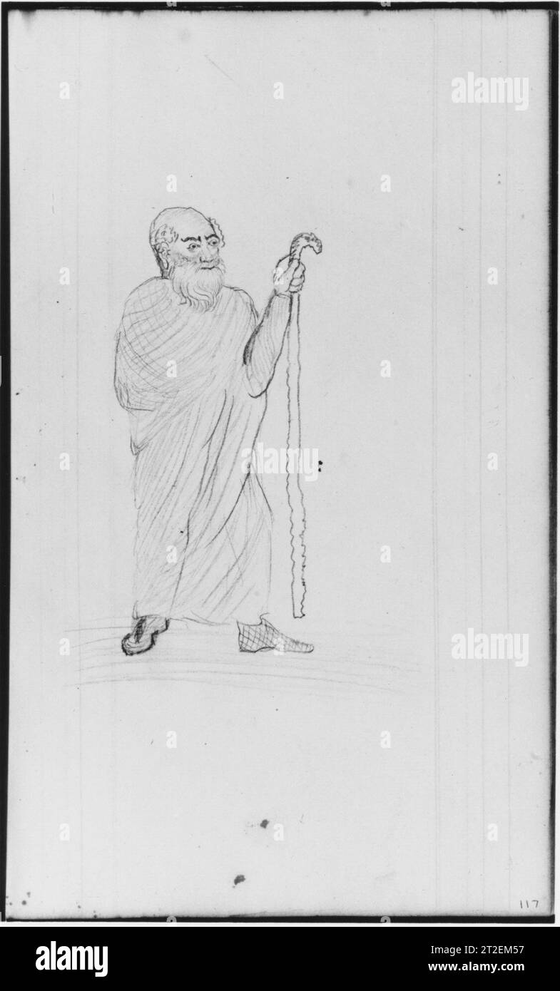 Old Man with Staff (from Sketchbook) John William Casilear American ...